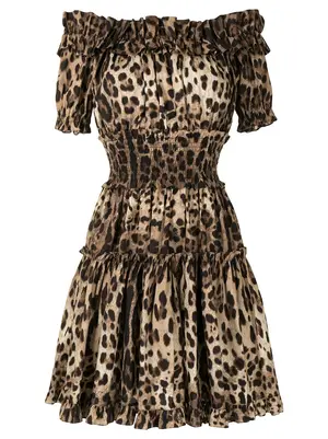 Dolce & Gabbana Leopard-print Short Dress - Brown