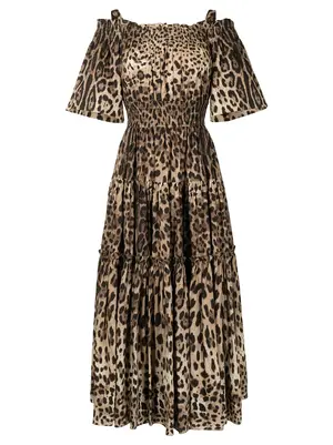 Dolce & Gabbana Leopard-print Midi Dress - Brown