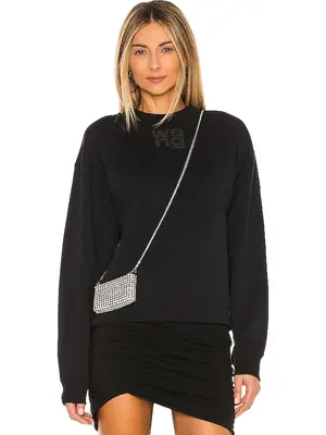 Alexander Wang Essential Terry Crewneck Sweatshirt With Puff Paint Logo - Black