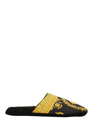 Versace Versace Barocco-Print Mule Slippers Black Gold