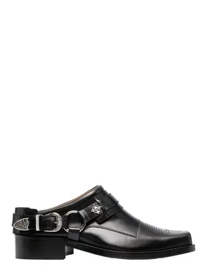 TOGA VIRILIS Buckled Leather Mules - Black