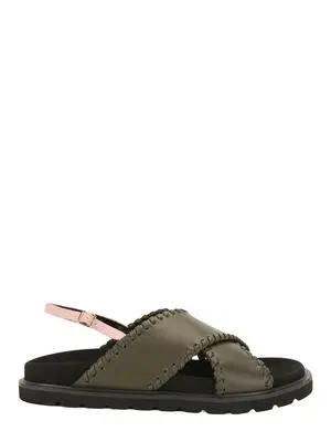 REIKE NEN Leather Crossover Sandals - Green