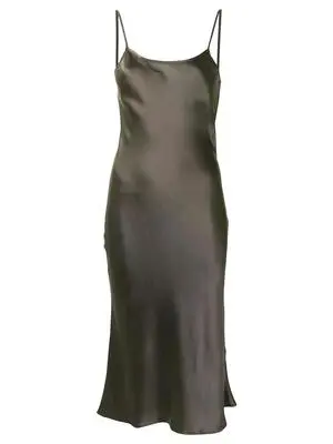 Voz VOZ Midi Silk Slip Dress Brown