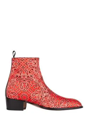 GIUSEPPE ZANOTTI Paisley-print Ankle Boots - Red
