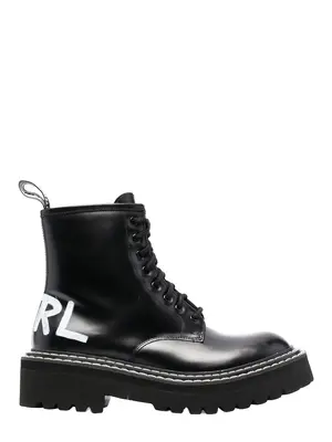 KARL LAGERFELD Karl Lagerfeld Troupe Brush-Logo Combat Boots