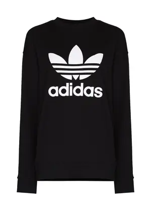 Adidas Logo-print Cotton Sweatshirt - Black