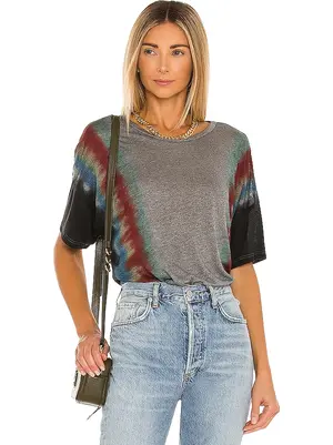 Michael Lauren Rafael Oversized Tee - Rainbow Stripe Tie Dye