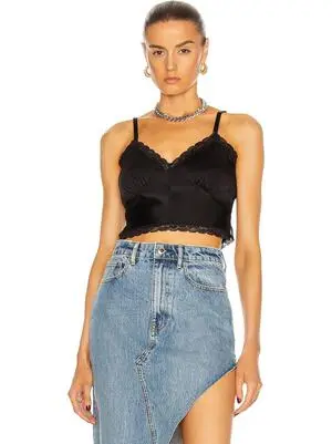 Alexander Wang Fitted Cami Top With Lace Trim - Black