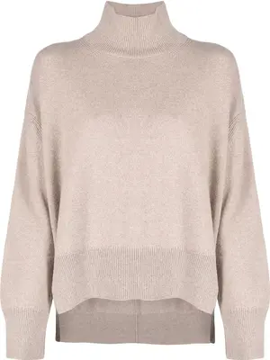 BARRIE Roll Neck Cashmere Jumper - Neutrals