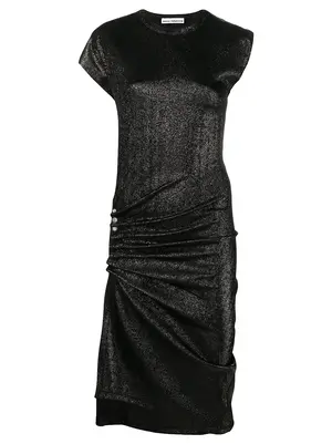 Rabanne Paco Rabanne Lurex Jersey Draped Dress Black