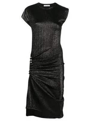Rabanne Paco Rabanne Lurex Jersey Draped Dress Black