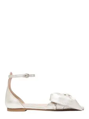 Red Valentino Bow-detail Metallic Leather Sandals - Gold