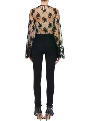 Givenchy Sheer Floral Lace Blouse - Black