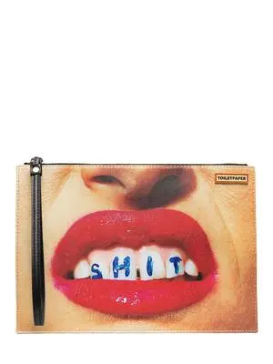 SELETTI Lipstick Photograph Print Clutch - Neutrals