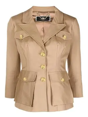 Elisabetta Franchi Three-quarter Sleeve Blazer - Neutrals