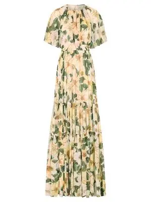 DOLCE & GABBANA Pleated Floral-Print Maxi Dress