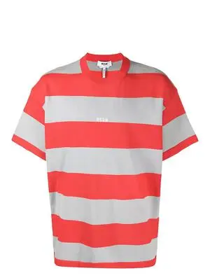 MSGM Logo-print Striped T-shirt - Red