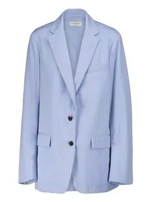 Dries Van Noten Cotton Poplin Notched Lapel Blazer - Blue