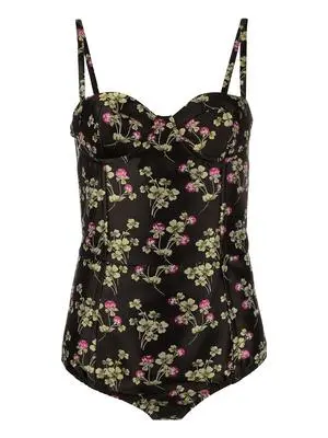Red Valentino Floral-print Boned Bodice - Black