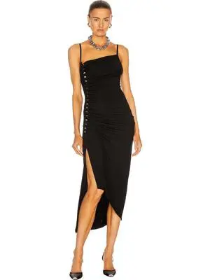 Rabanne Button Down Ruched Dress - Black