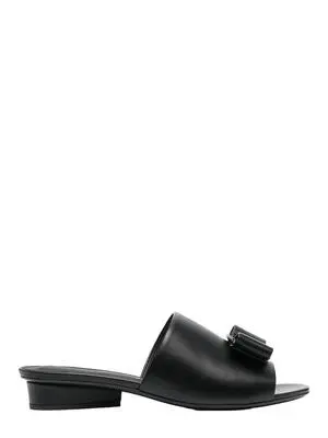 FERRAGAMO Double Bow Mule Sandals - Nero