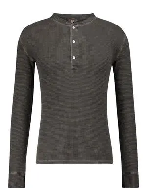 Ralph Lauren Waffle-knit Cotton Henley Shirt - Black