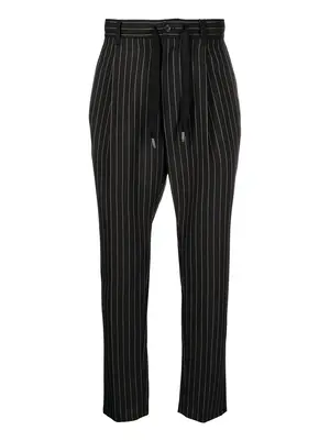 Dolce & Gabbana Cropped Pinstripe Trousers - Black