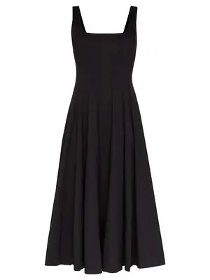 Staud STAUD Wells Pleated Midi Dress Black