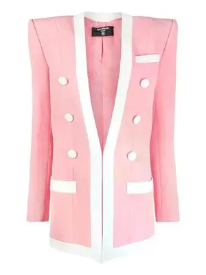 Balmain Structured-shoulder Blazer With Contrasting Trim - Pink
