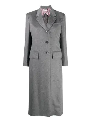 Thom Browne Thom Browne Wide Lapel Cashmere Overcoat Grey