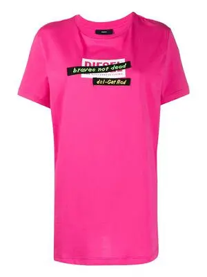 DIESEL® T-daria-r2 Embroidered Tape Cotton T-shirt