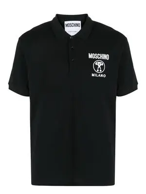 Moschino Double Question Mark Short-sleeve Polo Shirt - Black