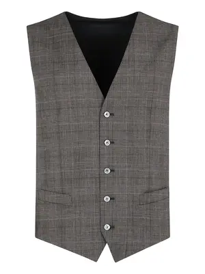 Dolce & Gabbana Glen Plaid Wool Waistcoat - Grey
