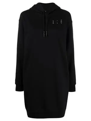 Alexander McQueen Logo Print Hooded Dress - Black