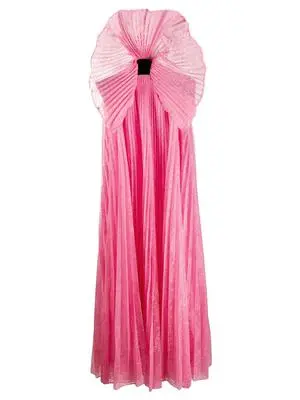 Givenchy Halterneck Pleated Lace Evening Dress - Black