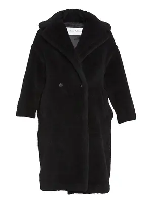 Max Mara Alpaca-silk Teddy Knit Coat - Black