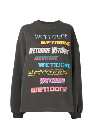 We11Done Oversized Logo Print Sweatshirt - Grey