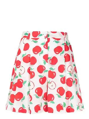 Moschino Apple Print Pleated Shorts - White