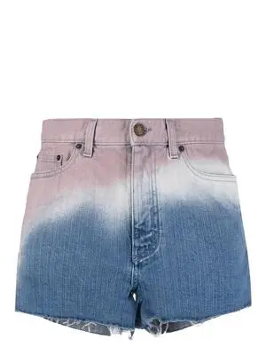 Saint Laurent Ombré-effect Denim Shorts - Blue