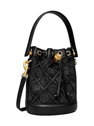 Tory Burch Tory Burch Mini T Monogram Bucket Bag Black