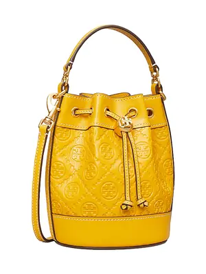 Tory Burch Tory Burch Mini T Monogram Bucket Bag Goldfinch