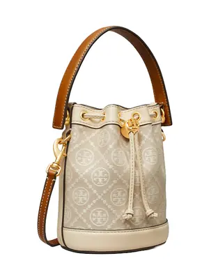 Tory Burch Tory Burch Mini T Monogram Bucket Bag Ivory