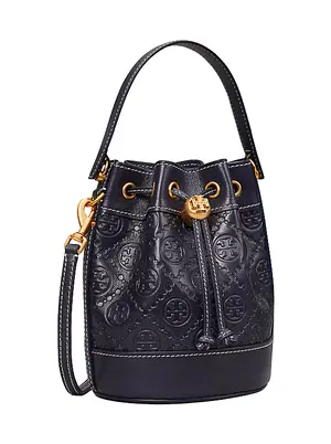 Tory Burch Tory Burch Mini T Monogram Bucket Bag Midnight