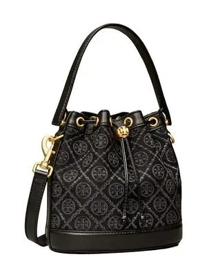Tory Burch Tory Burch T Monogram Jacquard Bucket Bag Black