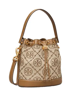 Tory Burch Tory Burch T Monogram Jacquard Bucket Bag Hazelnut