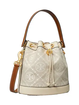 Tory Burch Tory Burch T Monogram Jacquard Bucket Bag Natural