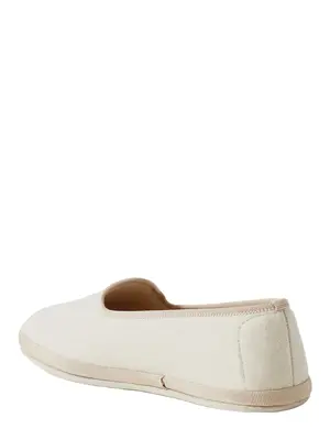 Loro Piana Venice Cashmere-blend Flannel Slippers - Ecru