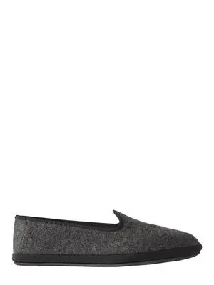 Loro Piana Venice Embroidered Cashmere-blend Flannel Slippers - Gray