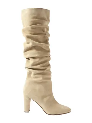 Manolo Blahnik Manolo Blahnik Calassohi 90 Suede Knee Boots Cream