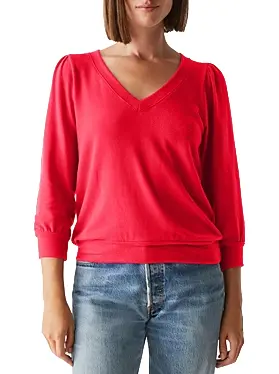 Michael Stars Gabriella V-Neck Top Cardinal